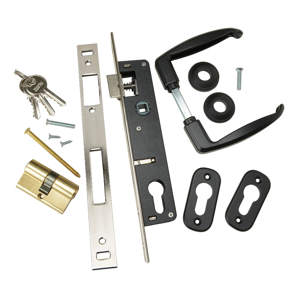 Gate Lock Frame Kit 40mm Profiled Box Section Lock Handles & Cylinder
